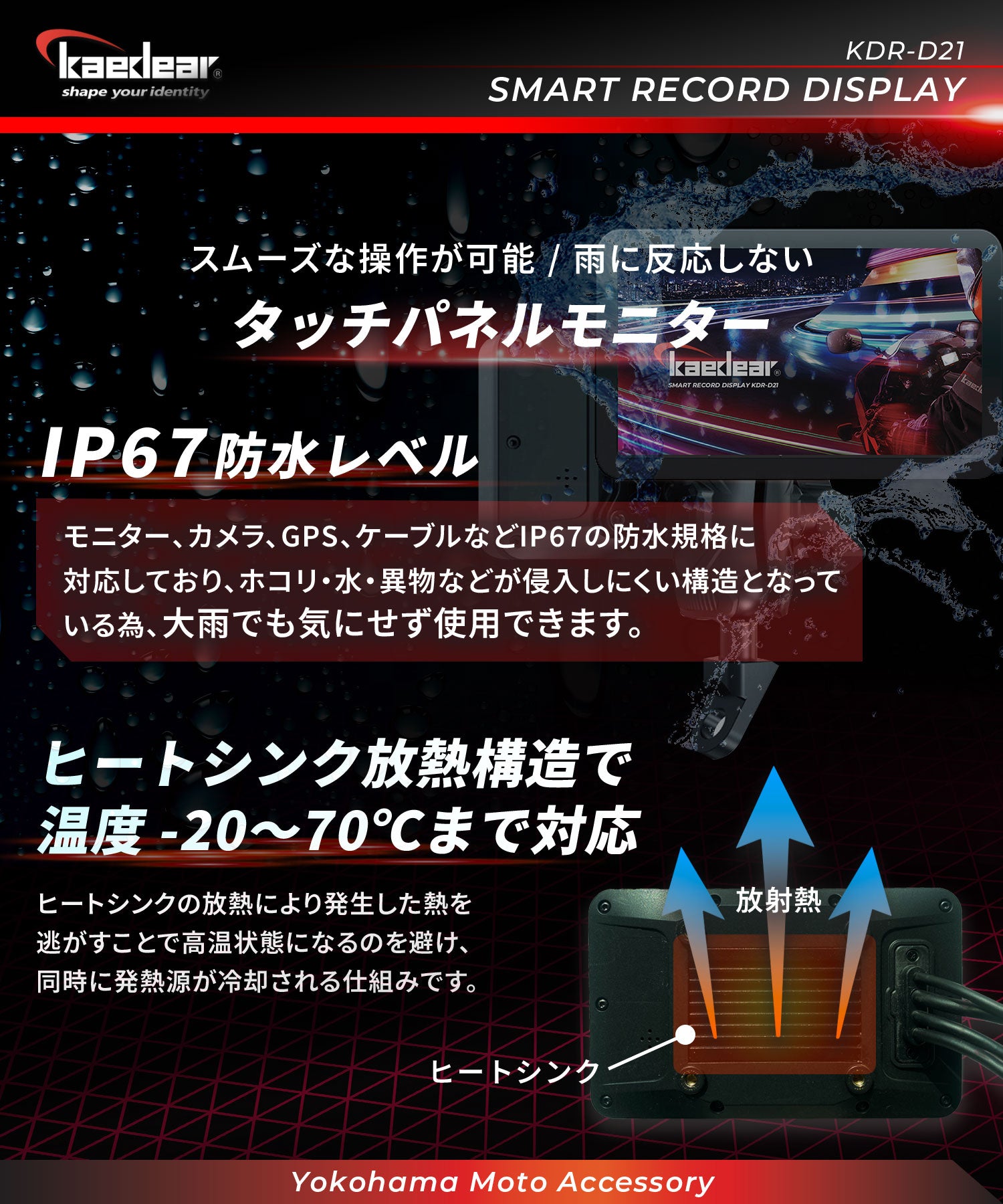 スマートレコードディスプレイ KDR-D21 – 株式会社Kaedear【カエディア公式】Yokohama Moto Accessory