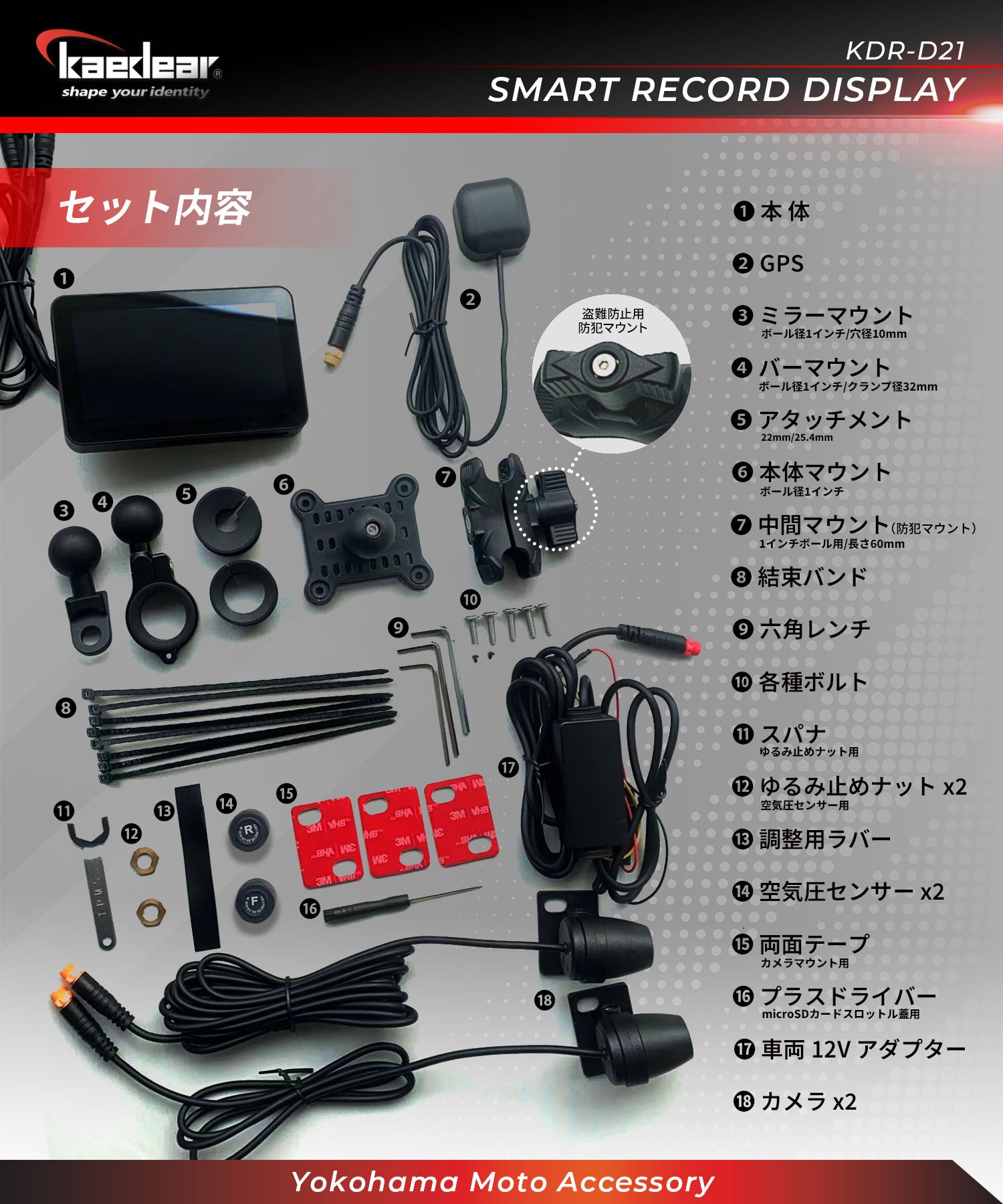 スマートレコードディスプレイ KDR-D21 – 株式会社Kaedear【カエディア公式】Yokohama Moto Accessory